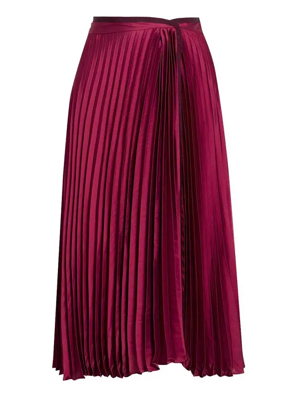 Derek Lam 10 Crosby Liriel Pleated Charmeuse Midi Skirt - Plum