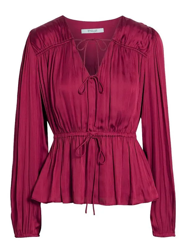 Derek Lam 10 Crosby Esmeralda Bow-detailed Charmeuse Blouse - Claret