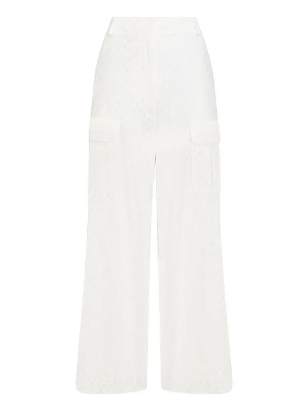 Zimmermann Broderie Anglaise Wide-leg Pants - Ivory