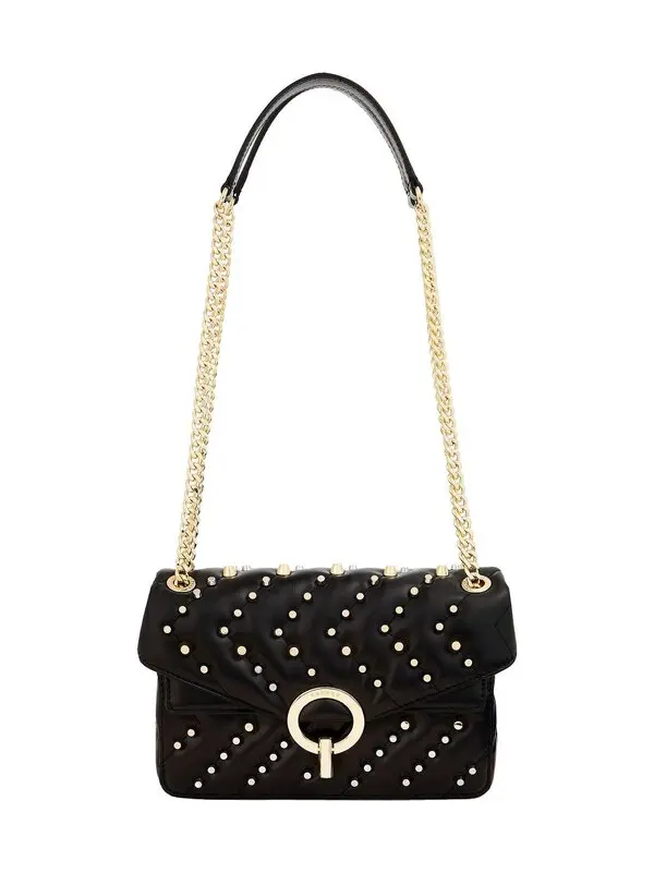 Sandro Studded Quilted Leather Shoulder Bag - Black