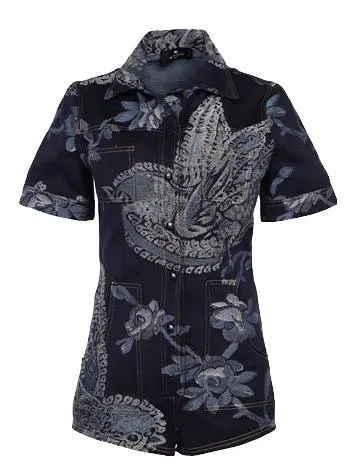 Etro Floral-print Playsuit - Blue