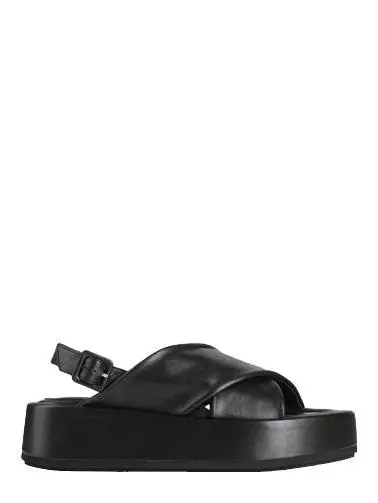 PALOMA BARCELO Leather Flatform Sandals - Black