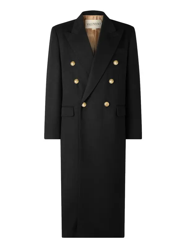 Valentino Garavani Double-breasted Virgin Wool Coat - Black