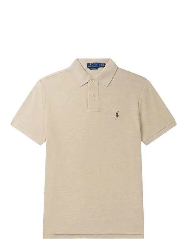 Polo Ralph Lauren Logo-embroidered Cotton-piqué Polo Shirt - Neutrals