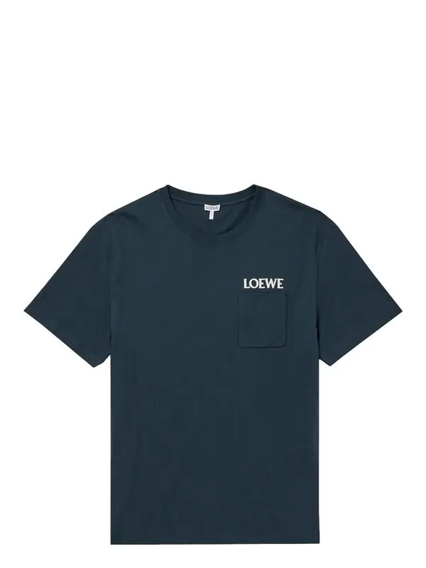 Loewe Logo-embroidered Cotton-jersey T-shirt - Blue