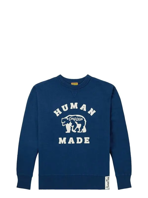 HUMAN MADE Tsuriami Logo-print Cotton-jersey Sweatshirt - Blue
