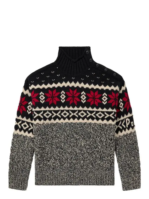 Ralph Lauren Jacquard-knit Rollneck Sweater - Gray