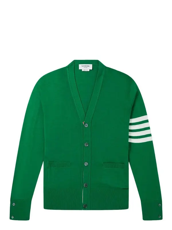 Thom Browne Striped Wool Cardigan - Green