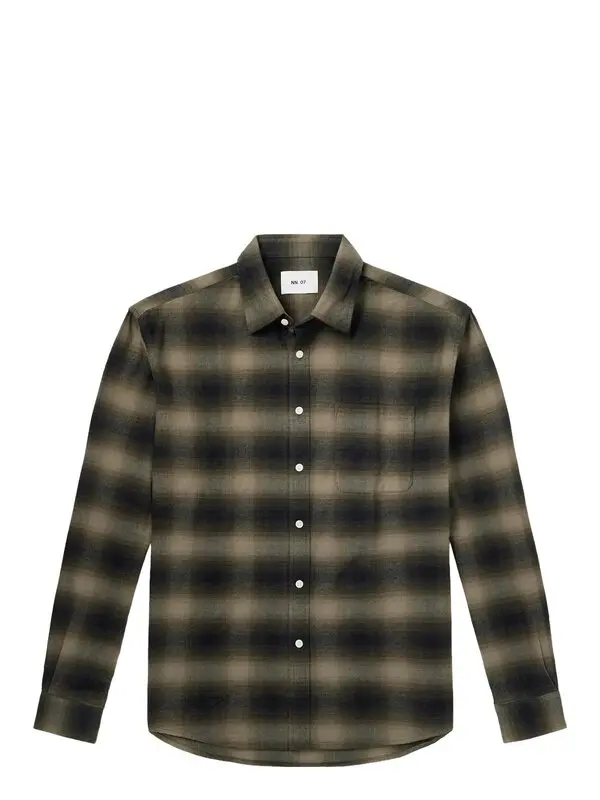 Nn07 Deon 5465 Organic Cotton-flannel Shirt - Black