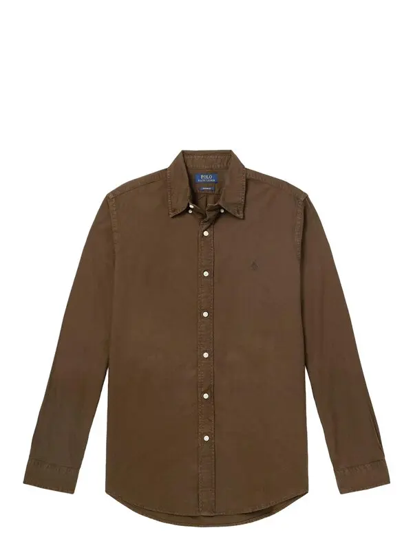 Polo Ralph Lauren Button-down Collar Logo-embroidered Cotton Shirt - Brown