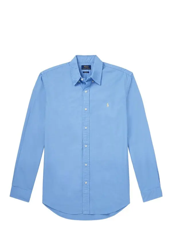 Polo Ralph Lauren Button-down Collar Logo-embroidered Cotton Shirt - Blue