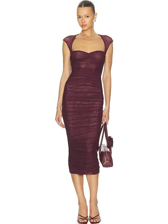 SEROYA Kylie Midi Dress - Merlot