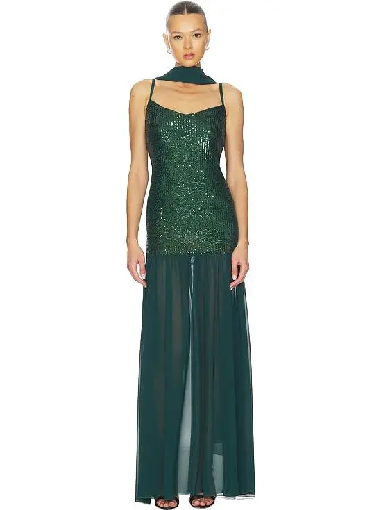 Show Me Your Mumu Dalia Maxi Dress - Emerald Sequins