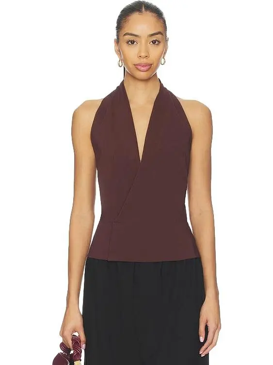 ST. AGNI Halter Wrap Top - Liqueur