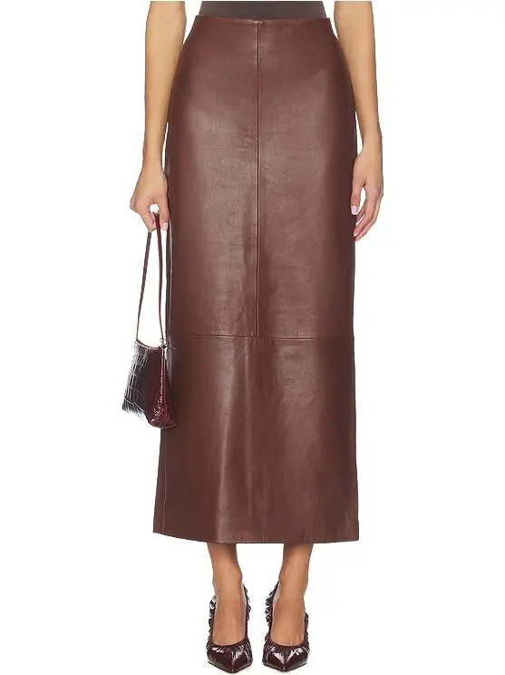 ST. AGNI Leather Column Skirt - Rum