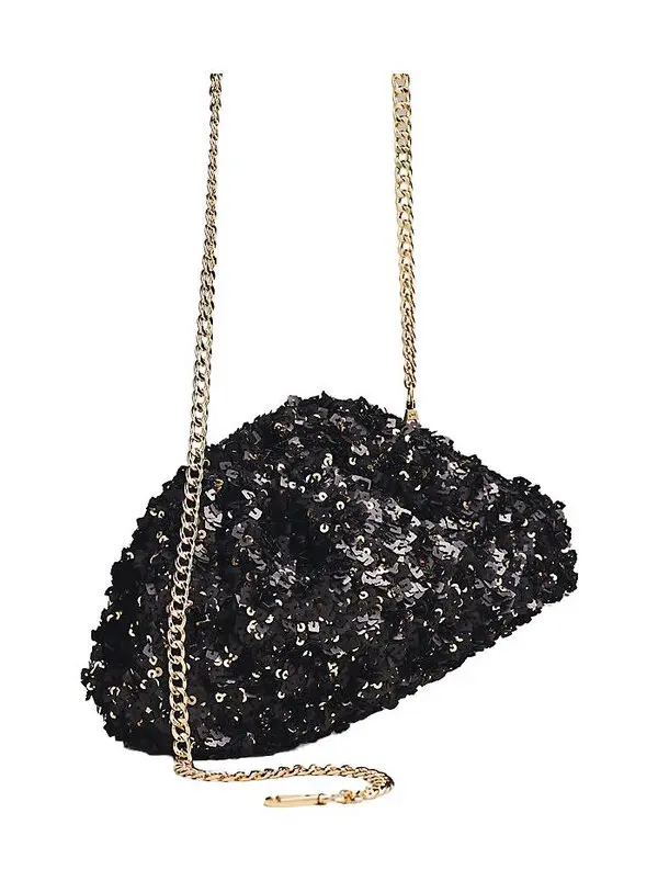 Maeve Sequin Slouchy Clutch - Black