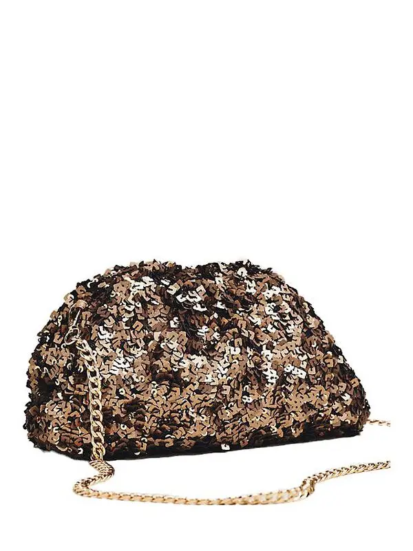 Maeve Sequin Slouchy Clutch - Bronze