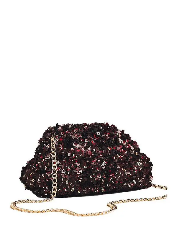 Maeve Sequin Slouchy Clutch - Red