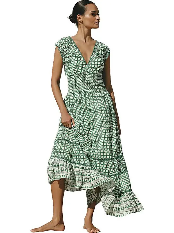 RO'S GARDEN Hilda Maxi Dress - Green Pattern