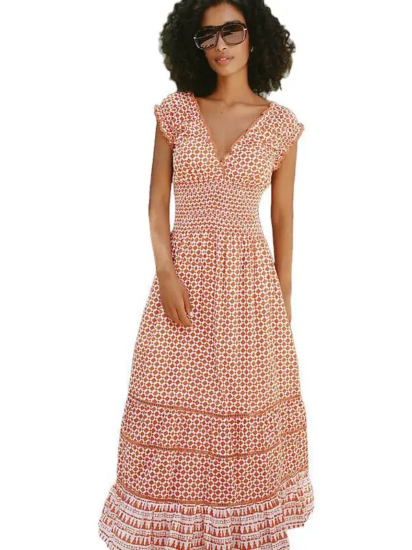 RO'S GARDEN Hilda Maxi Dress - Orange Pattern