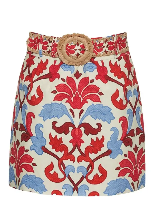 Cara Cara Blaze Mini Skirt - Fleur Crest Ivory