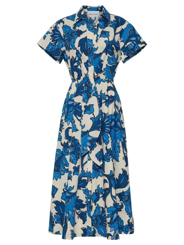 Cara Cara Asbury Printed Midi Shirtdress - Luna Blue
