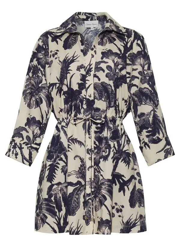Cara Cara Henry Mini Dress - Fauna Floral Navy