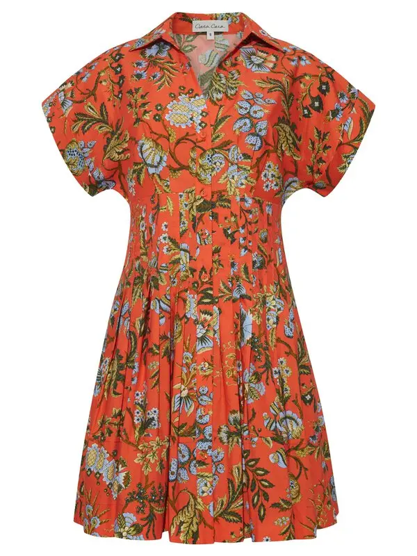 Cara Cara Nash Printed Mini Shirtdress - Clover Orange