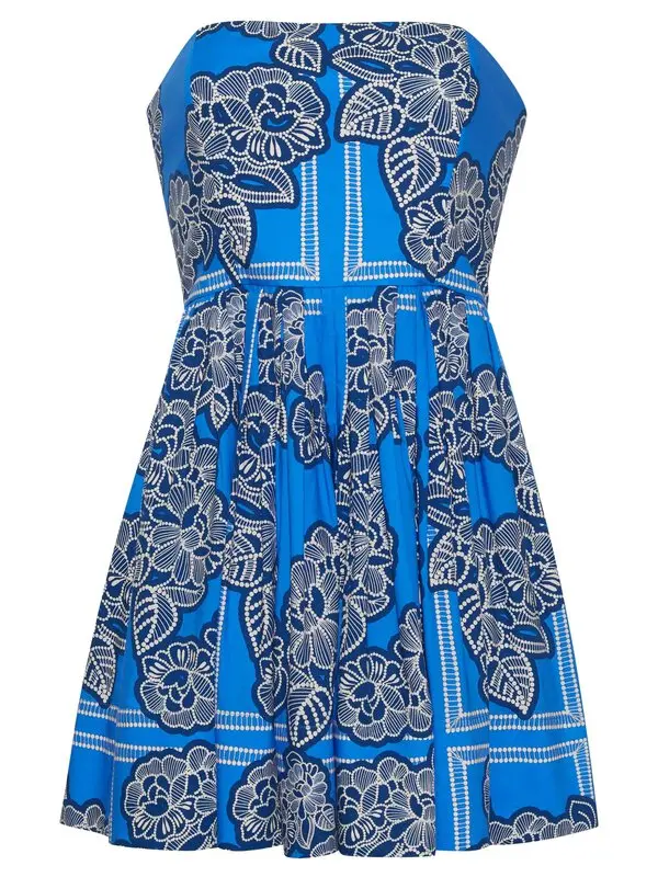 Cara Cara Torres Mini Dress - Carved Petals Cobalt