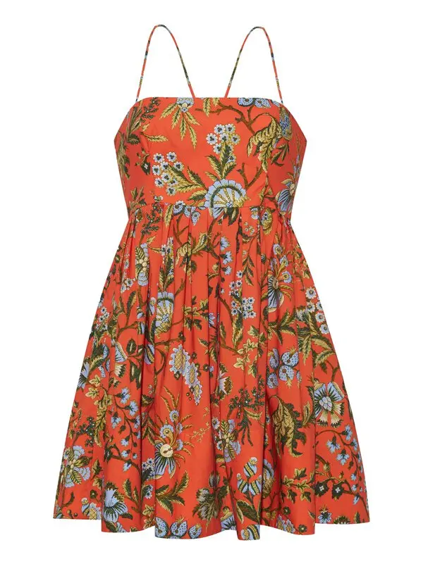 Cara Cara Printed Fit-and-flare Mini Dress - Clover Orange
