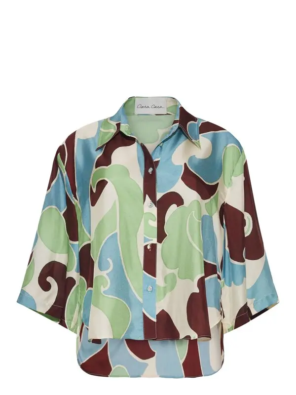 Cara Cara Calvia Printed Shirt - Petal Wave Mint