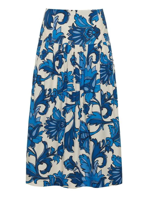 Cara Cara Diya Midi Tiered Skirt - Luna Blue