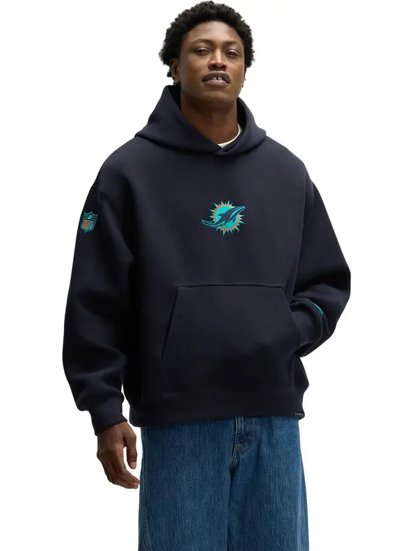 Nike Miami Dolphins Rivalries Collection Oversized Tech Fleece Nfl Pullover Hoodie - Blue