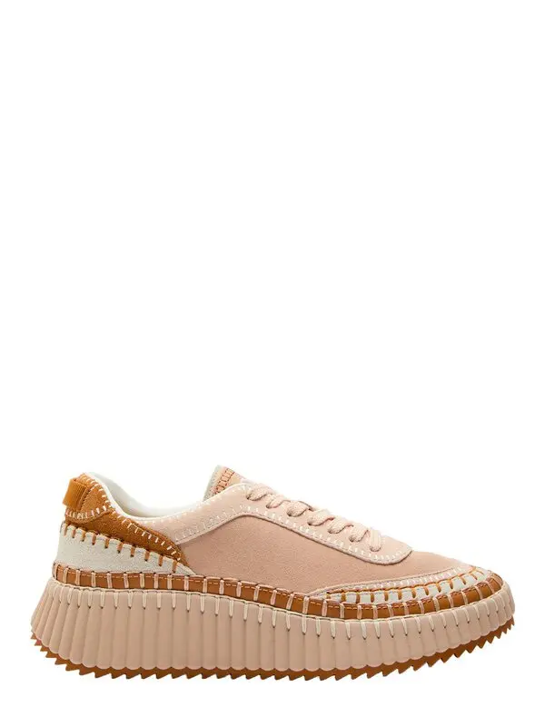 Chloé Nama Panelled Suede Sneakers - Pink