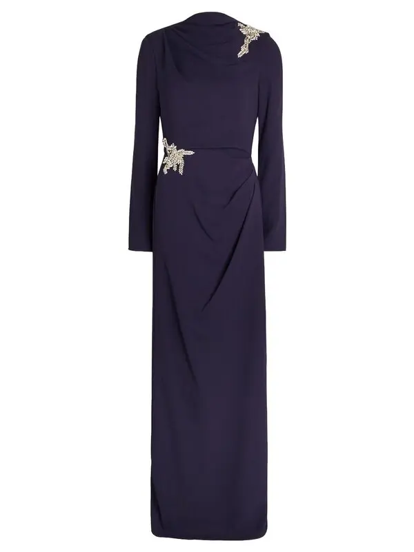 Erdem Crystal-embellished Crepe Gown - Navy