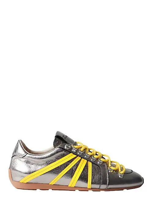 Claudie Pierlot Swing Metallic Leather Trainers - Silver