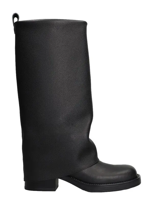GISEL MOIRE Chester Low Heel Boots - Black