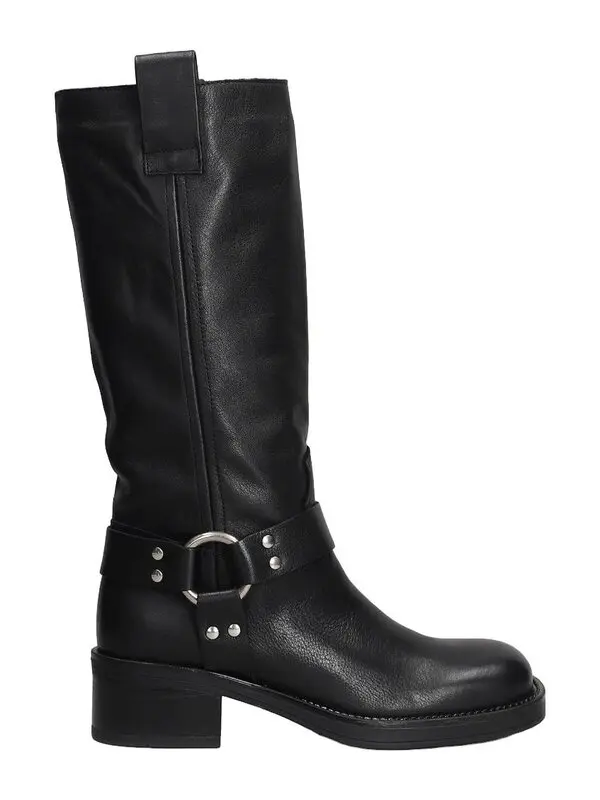 GISEL MOIRE Blackpool Low Heel Boots - Black