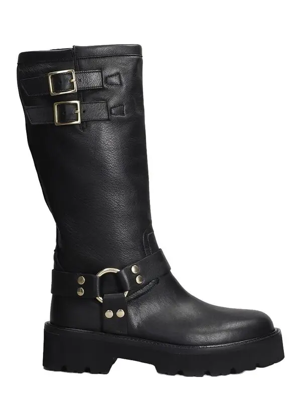 GISEL MOIRE Samuel Combat Boots - Black