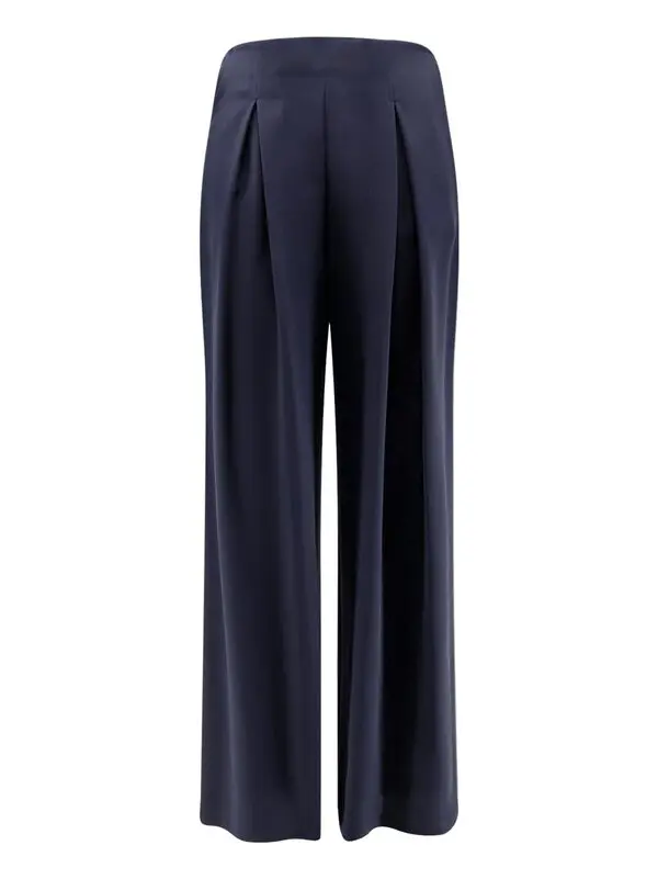 Max Mara Satin Wide Leg Trousers - Blue