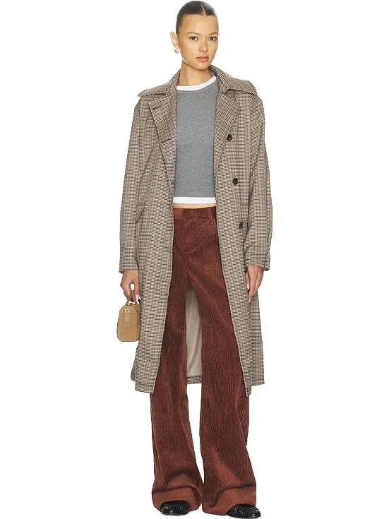 ALL THE WAYS Starling Plaid Trench Coat - Brown