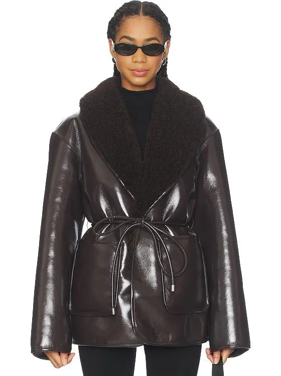 L'academie Neriah Reversible Faux Leather Jacket - Chocolate