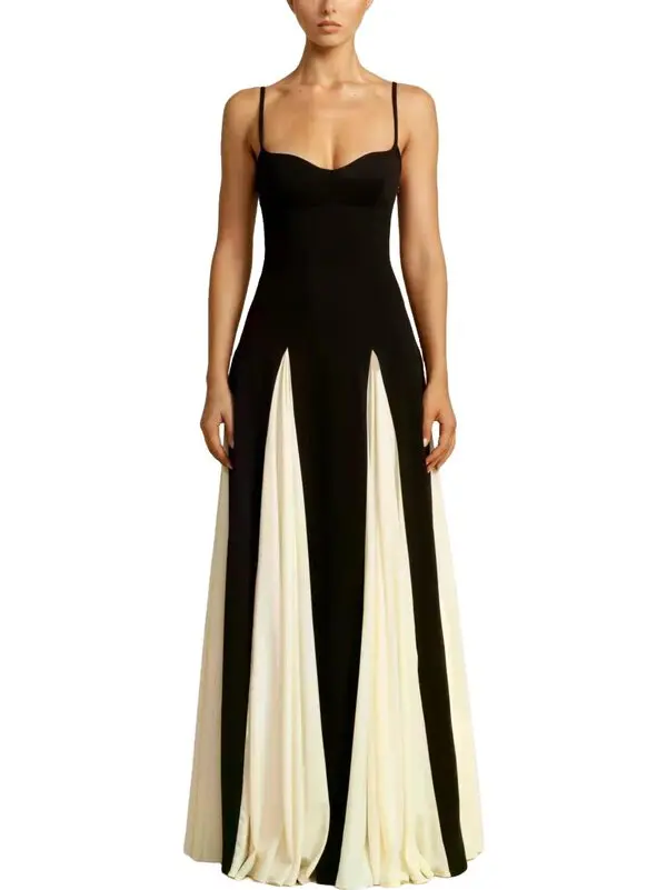Arcina Ori Strappy Contrast Detail Maxi Dress - Black