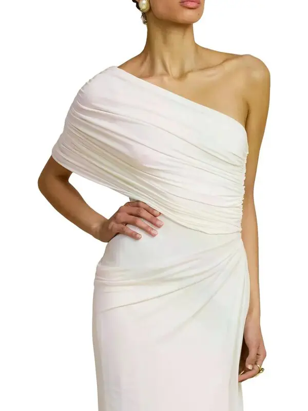 Arcina Ori Chantal Asymmetric One-shoulder Gown - White
