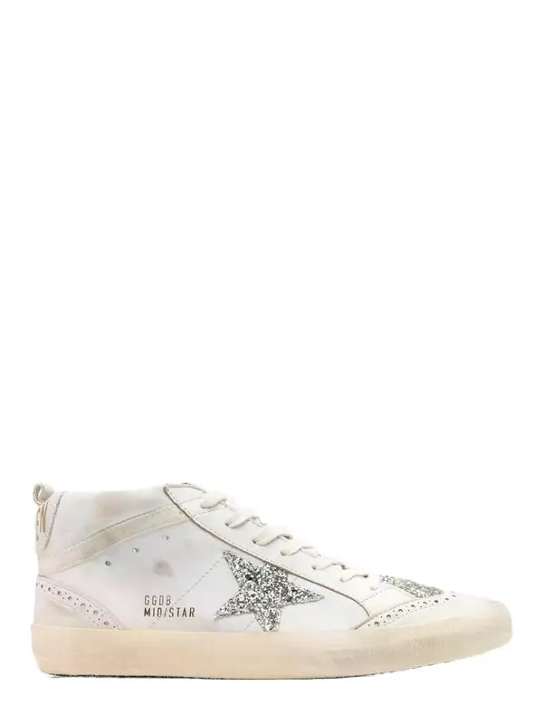GOLDEN GOOSE Mid-star Glitter Sneakers - Neutrals