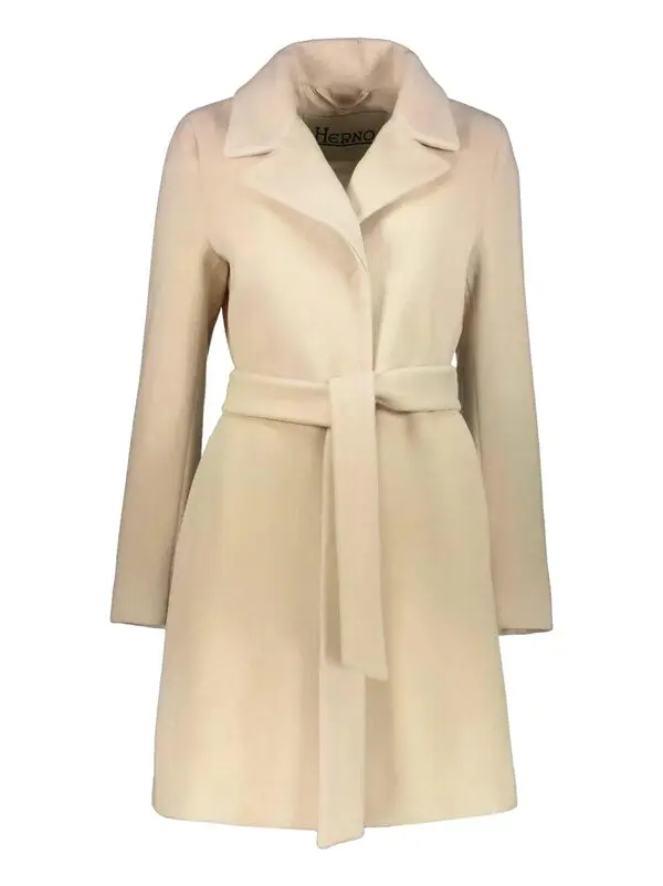 Herno Long-sleeved Belted Coat - Neutrals