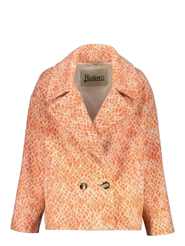Herno Double-breasted Lapel-collar Jacket - Orange