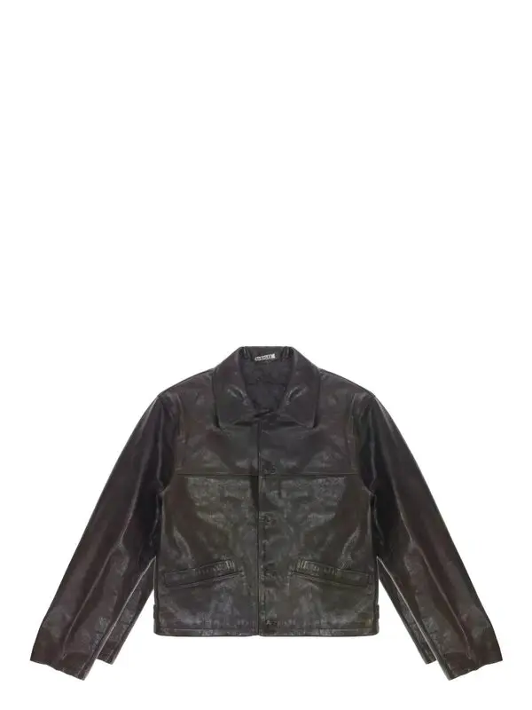 Auralee Buttoned Leather Blouson - Brown