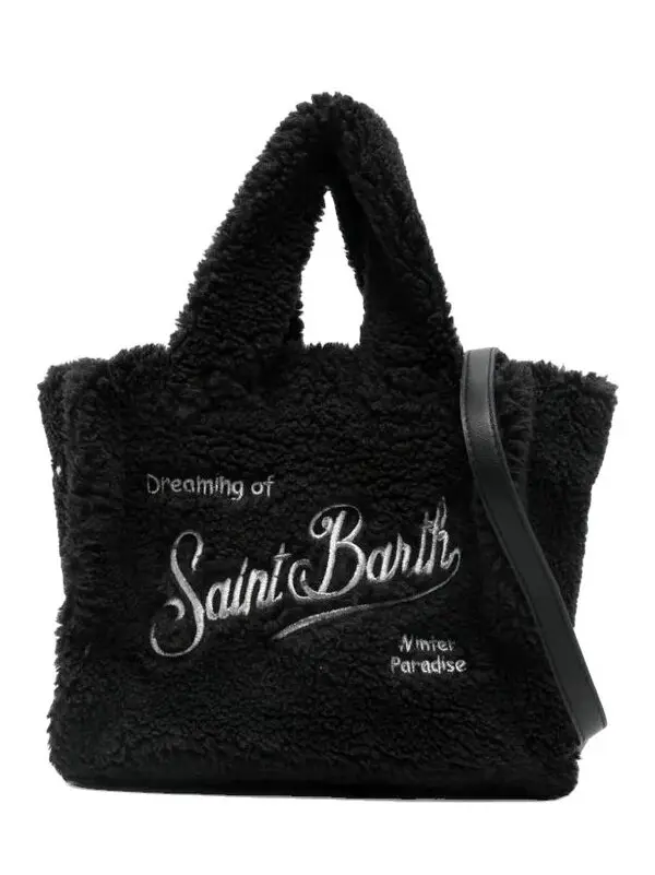 MC2 SAINT BARTH Mini Vanity Embroidered Tote Bag - Black