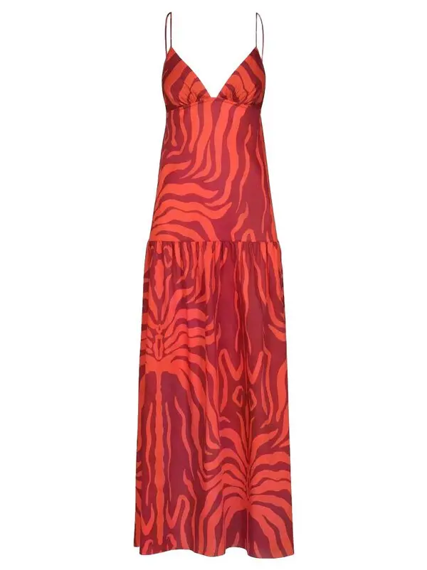Johanna Ortiz Zea Palm Zebra-print Dress - Red